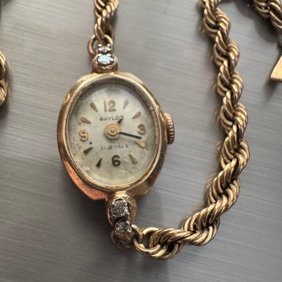 Baylor | Jewelry | Vintage 95s 14k Gold And Diamond Baylor Watch | Poshmark
